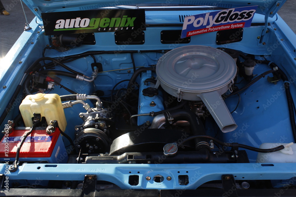 Toyota corona engine at San Beda car show in Manila, Philippines Stock ...