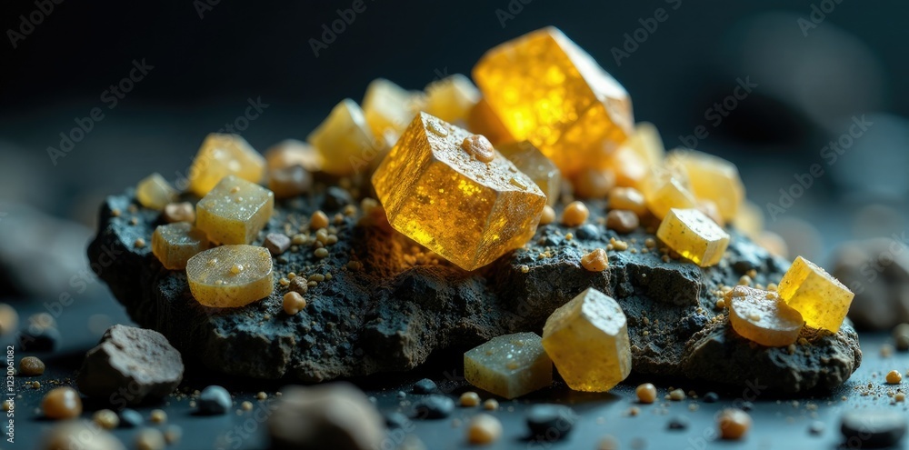 Sulfide mineral matrix with galena and blende inclusions, minerals ...