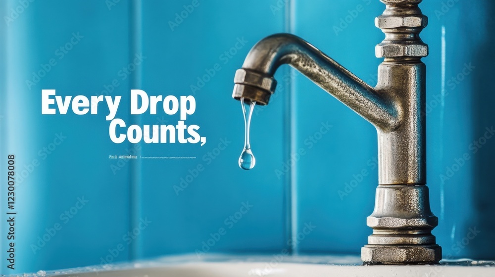 Eye-catching poster design with a bold slogan, "Every Drop Counts ...