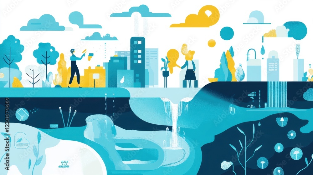 Illustration Stock Infographic-style design showing the water footprint ...