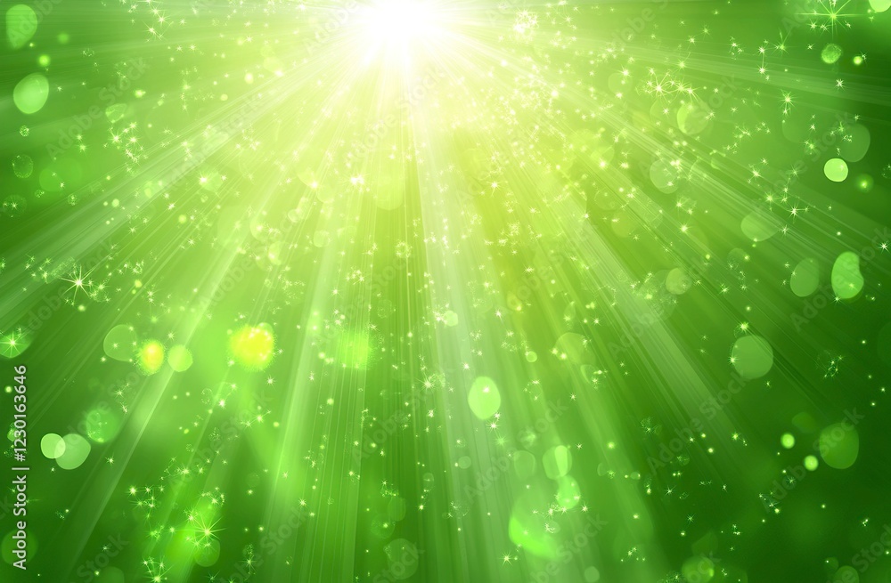 Green glowing light effect with sun star and lens flare on a ...