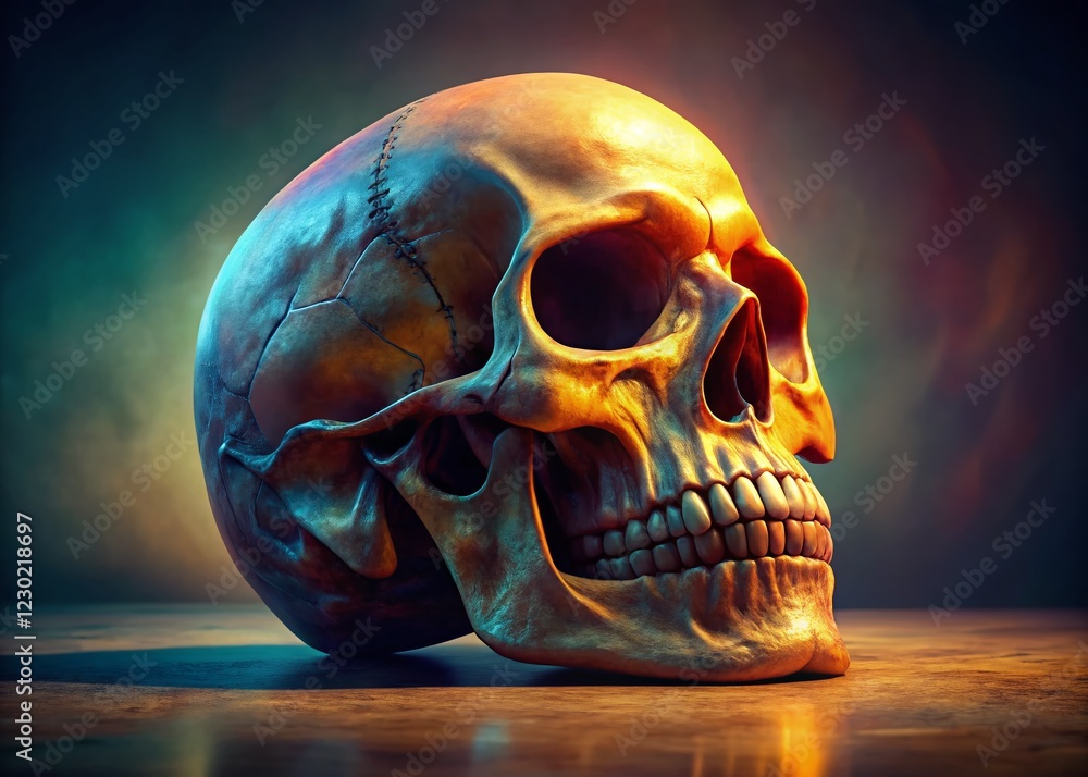 Human Skull Lateral View, Anatomical Study, Medical Illustration, Rule ...