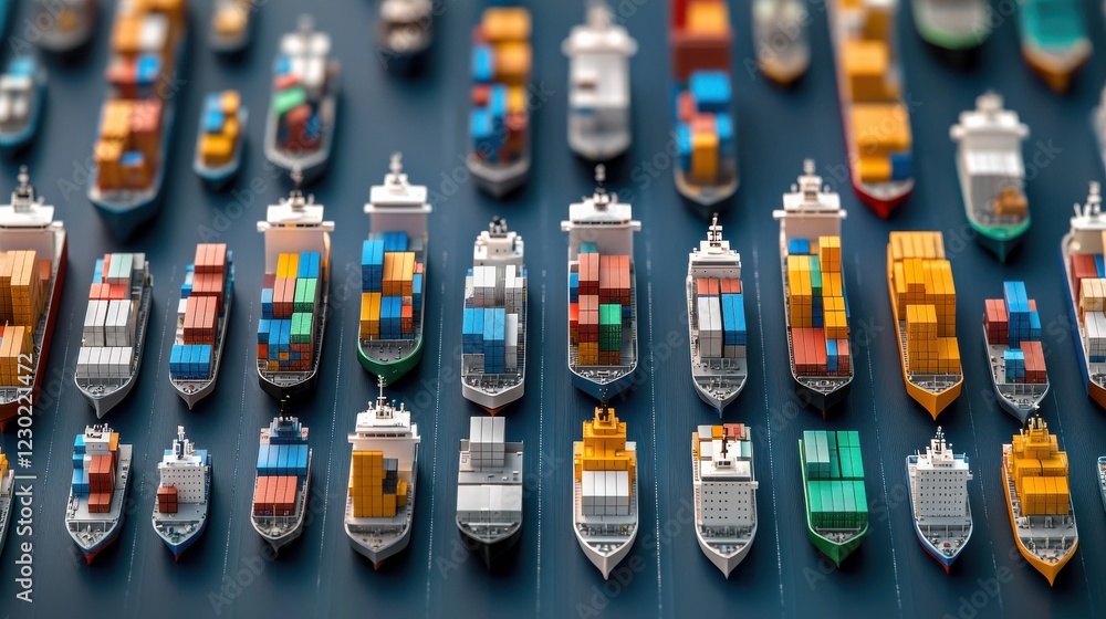 Global shipping operations maritime industry model display urban ...