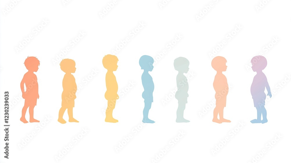 Vector illustration of a human body growth chart for children, flat ...