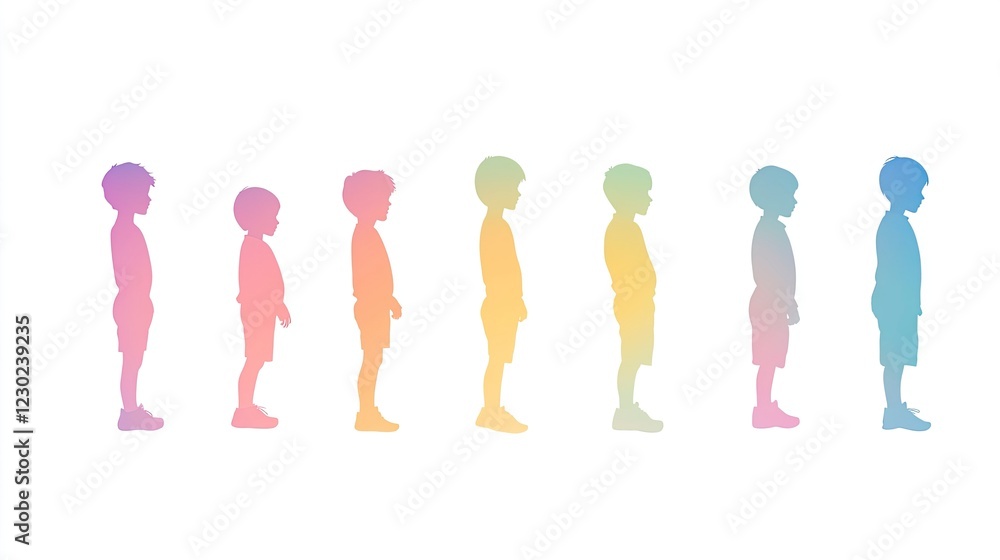 Vector illustration of a human body growth chart for children, flat ...