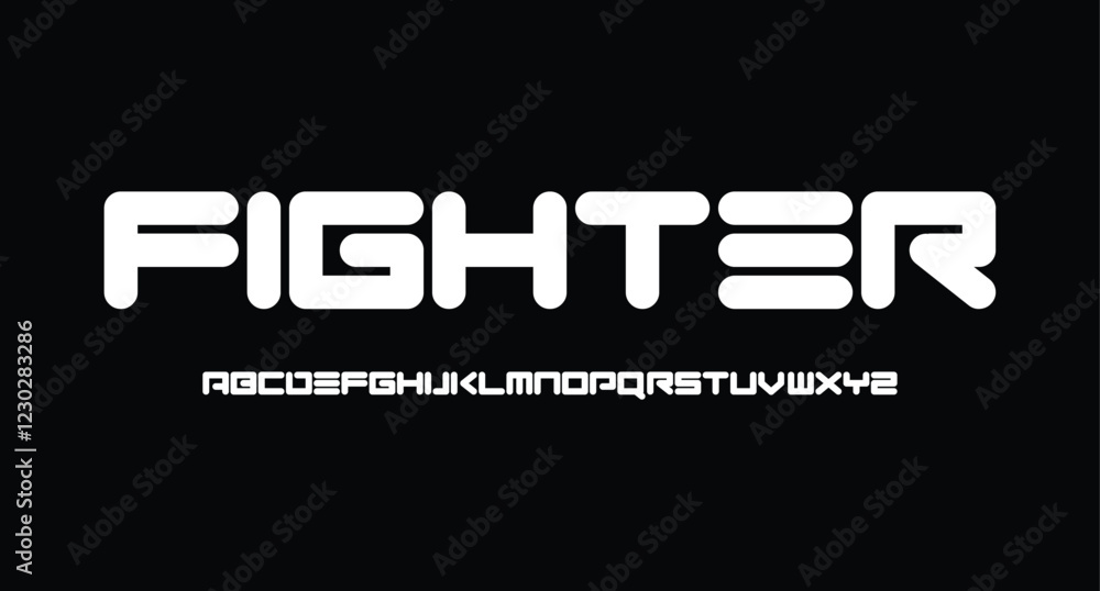 Fighter, Modern Bold Font. Sans Serif Font. Regular Uppercase Lowercase ...