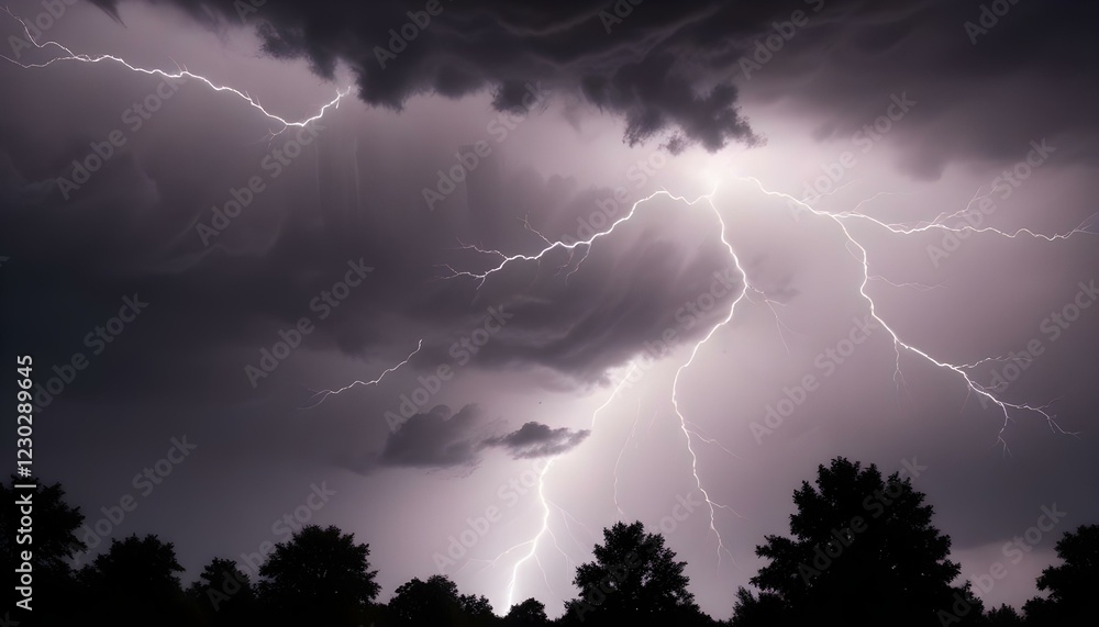 Un poderoso rayo que atraviesa un cielo oscuro y tormentoso con ...