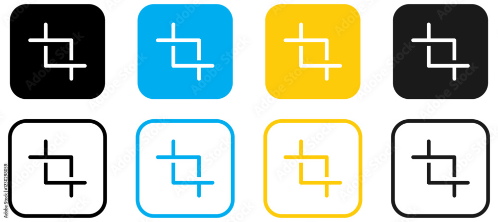 Crop vector illustration set. Graphic design crop tool icon suitable ...