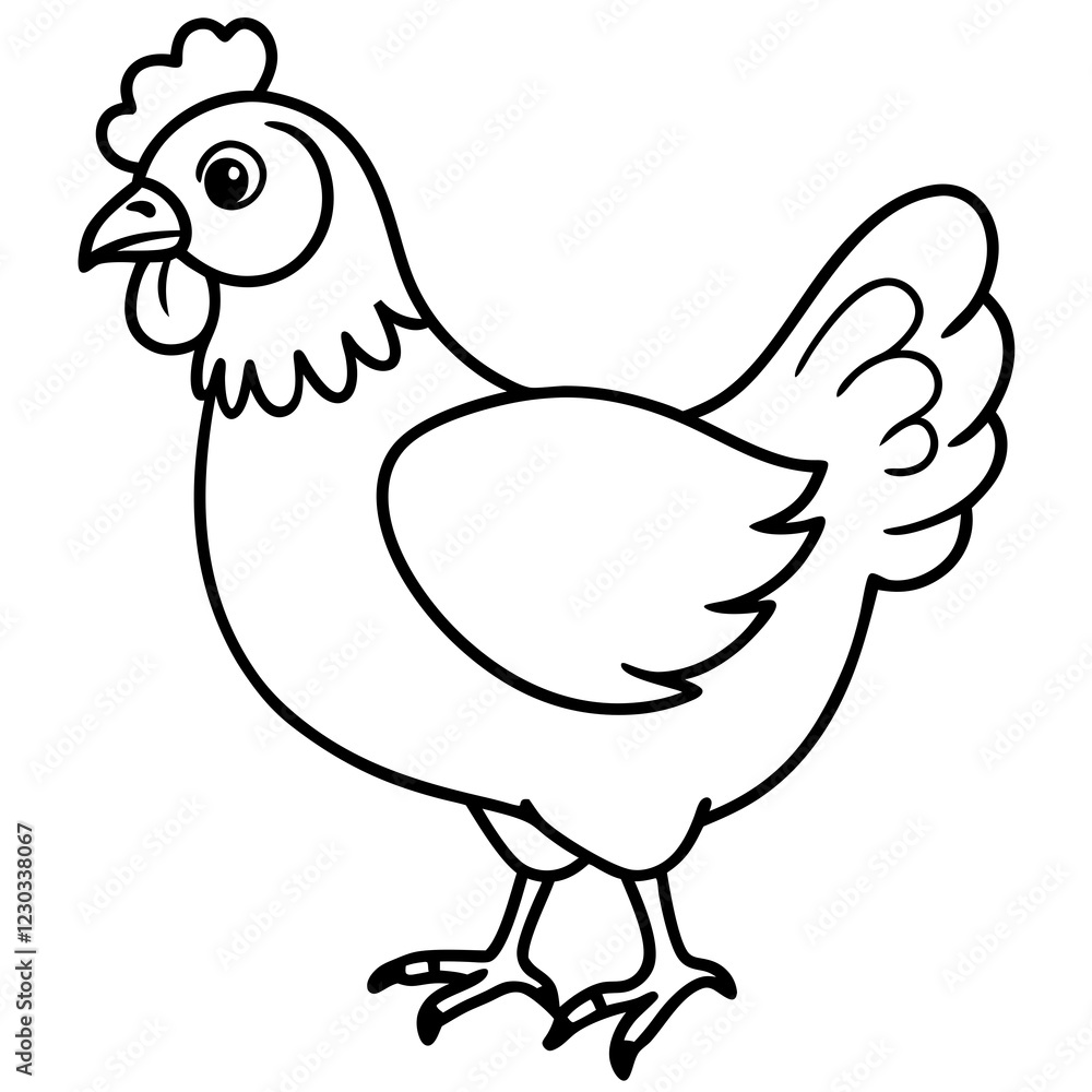 Cute Black Vector Chicken Line Art Black Vector Silhouette Cartoon ...