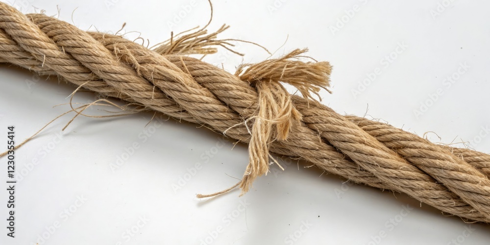 Rope with multiple strands fraying apart, rope decay, rope ...