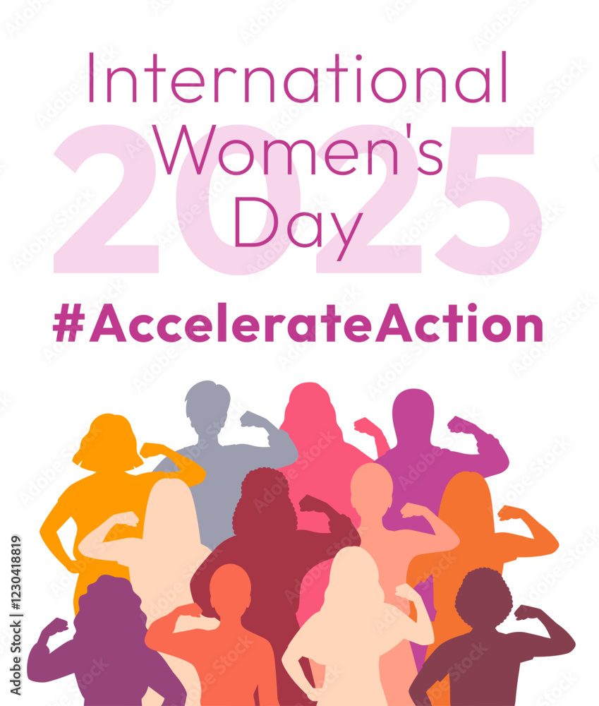 Стоковий вектор Accelerate Action campaign pose. International Women's ...