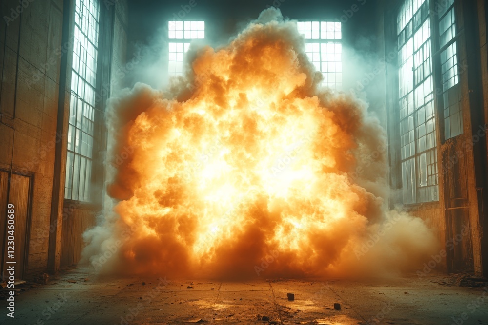 Major explosion erupts inside a large abandoned industrial building ...