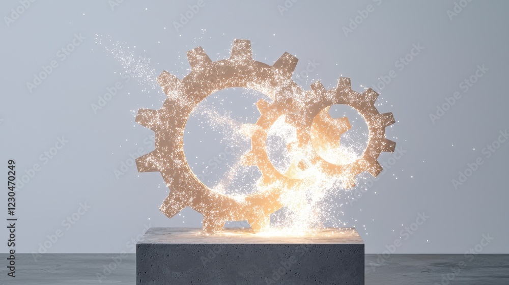 Dynamic Sparks Emanating from Interlocking Gears on Concrete Base Stock ...
