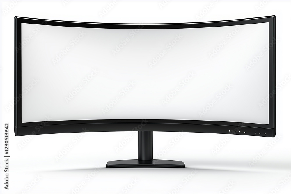 Blank screen Curved blank widescreen monitor with a sleek black frame ...