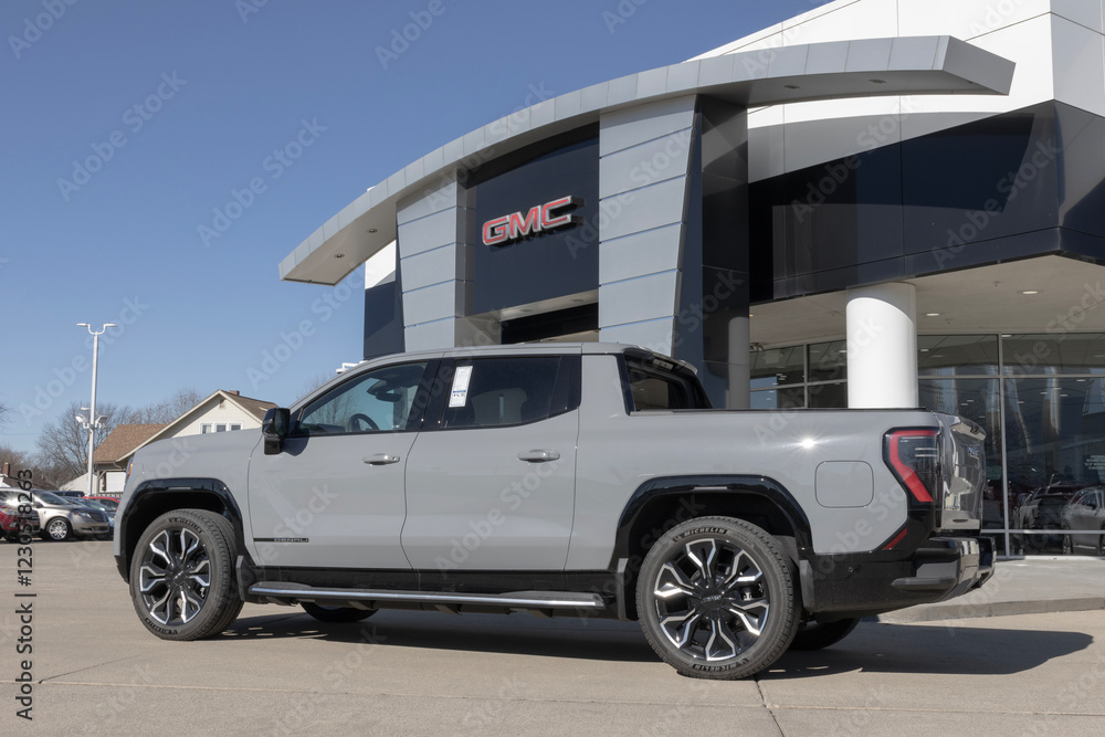 GMC Sierra EV Denali Edition 1 Electric Pickup display. GMC offers the ...
