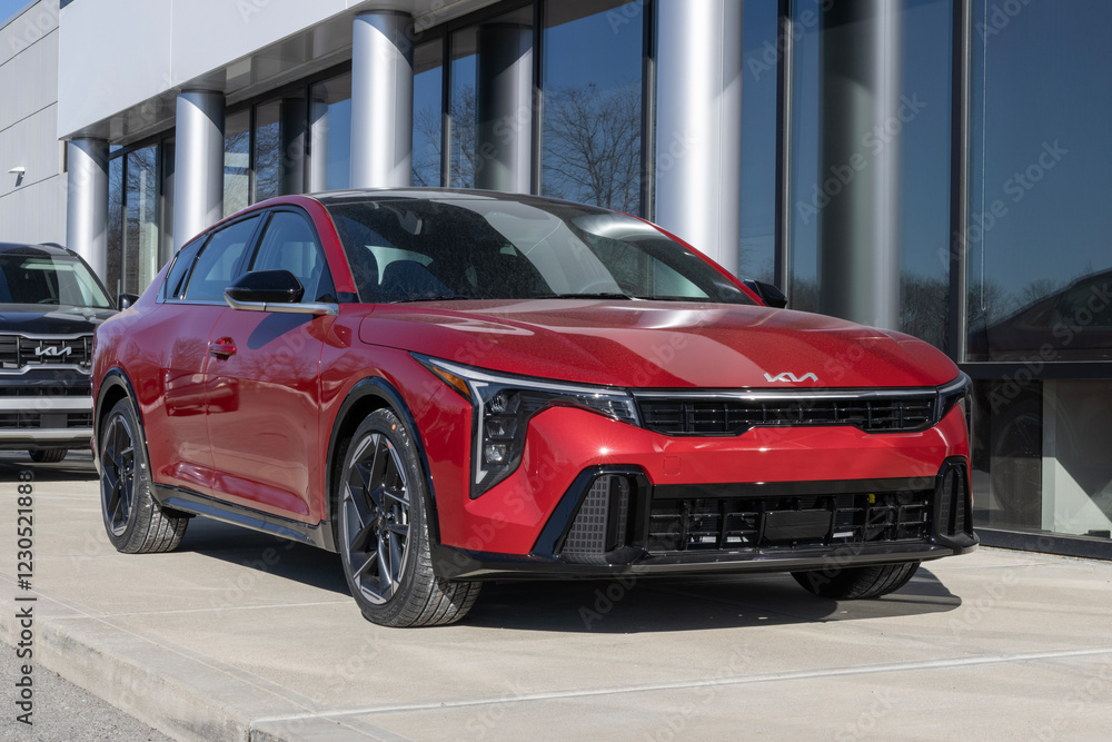 Kia K4 GT-Line display at a dealership. Kia offers the K4 with a 2.0L ...