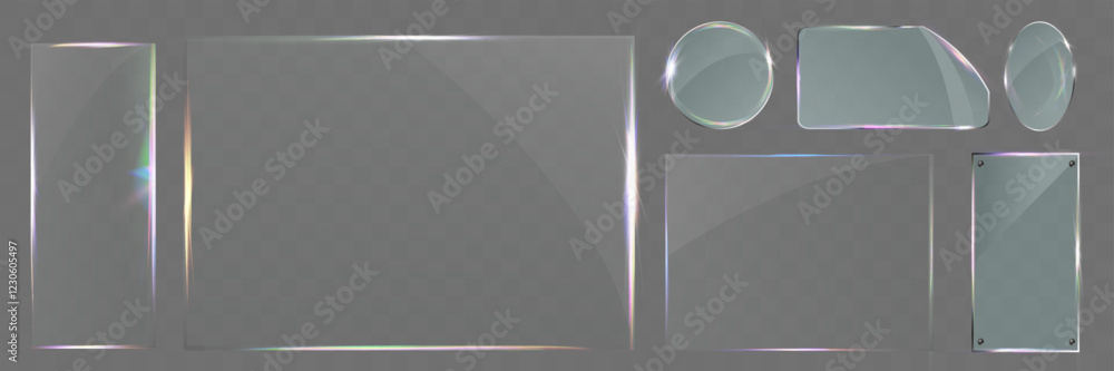 Transparent glass UI elements with light reflections, transparency ...
