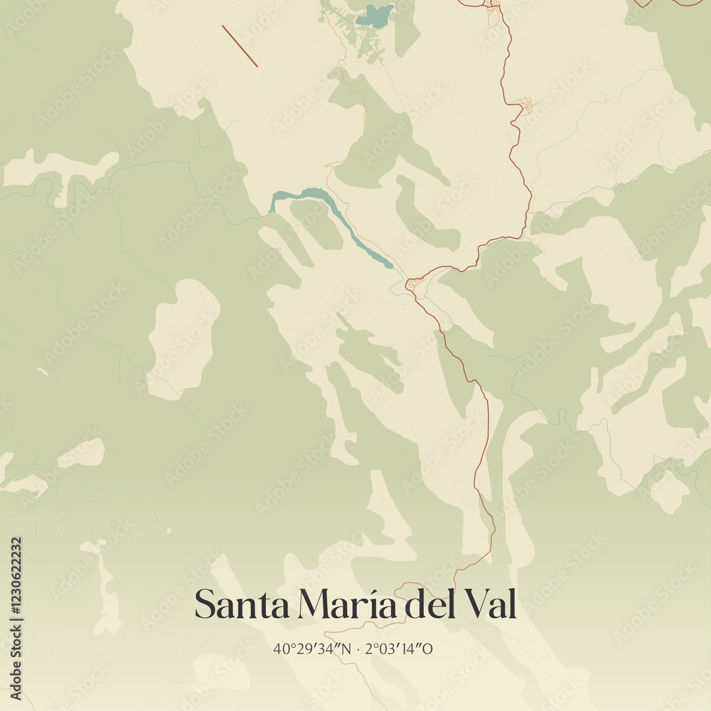 Vintage map of Santa Maria del Val, Spain. Stock Photo | Adobe Stock