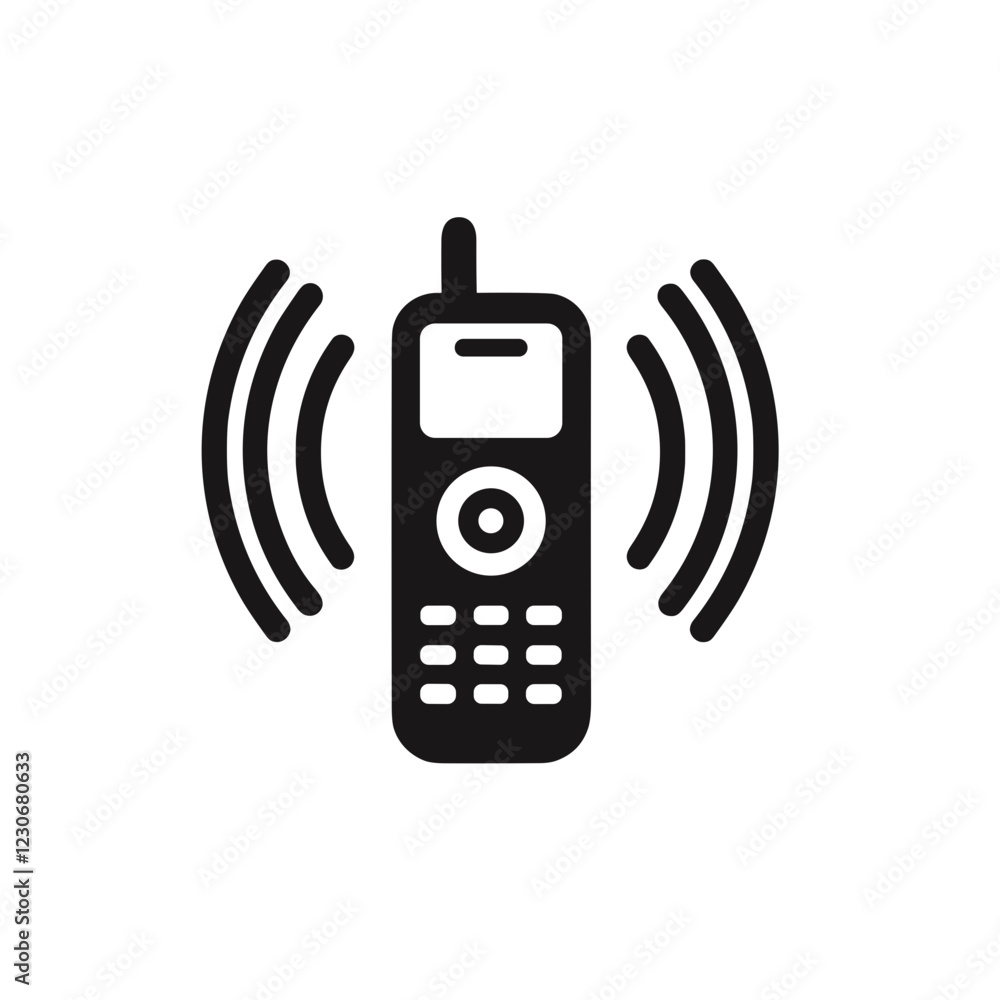 Mobile phone icon with signal waves for technology blogs and digital ...