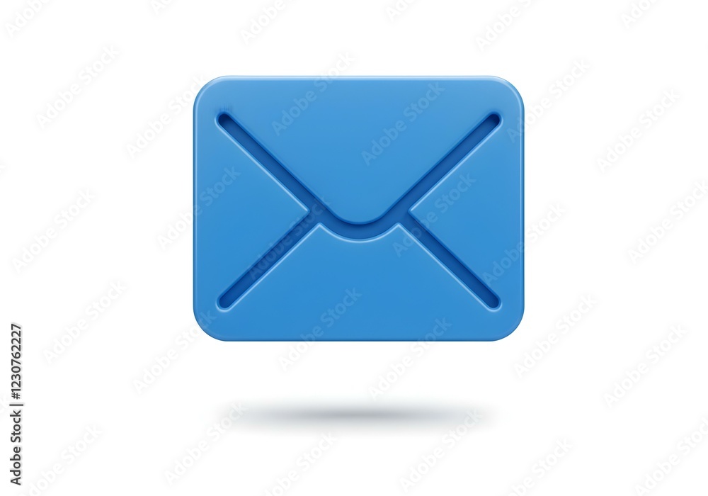 3D floating message icon in vibrant blue color, with a glossy finish ...