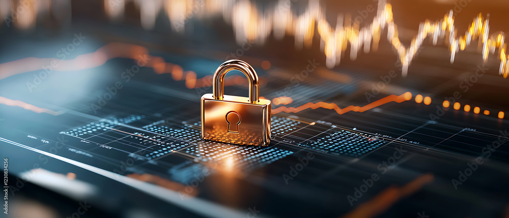 Security measures in financial trading a floating padlock icon over ...