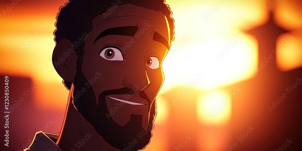 2D animation african american Jesus of Nazareth Stock Illustration ...