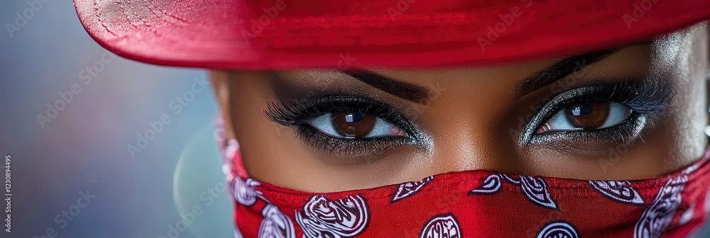 female gangster rapper wearing red bandana Stock Photo | Adobe Stock
