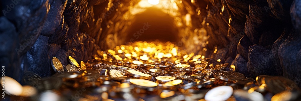 bitcoin mine concept with GPU and ASIC mining rigs performing high ...