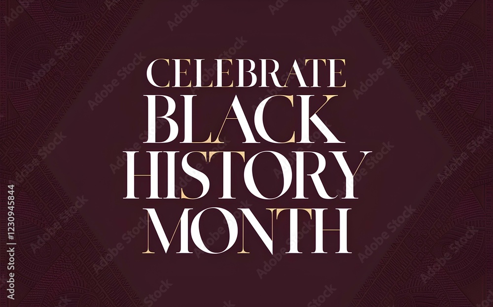 Black History Month text in gold serif font on burgundy background with ...