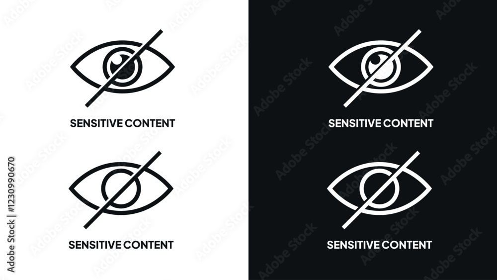 Eye. Sensitive content icon. Censorsed view sign. Disturbing view icon ...