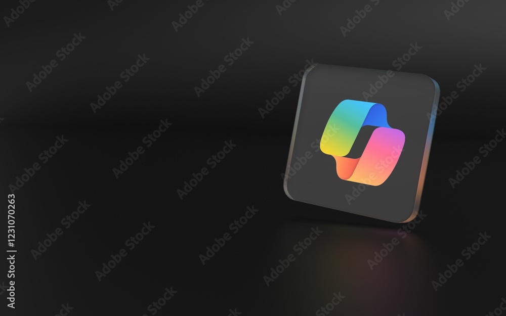 Microsoft Co-pilot Glass icon in black background, soft design and ...