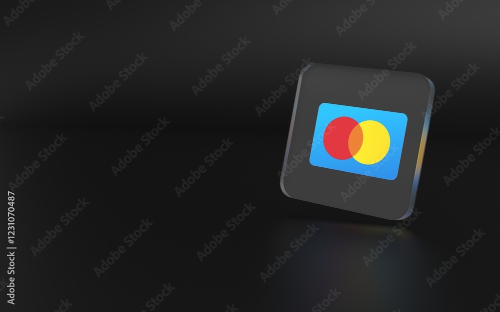 Mastercard Glass icon in black background, soft design and minimalist ...
