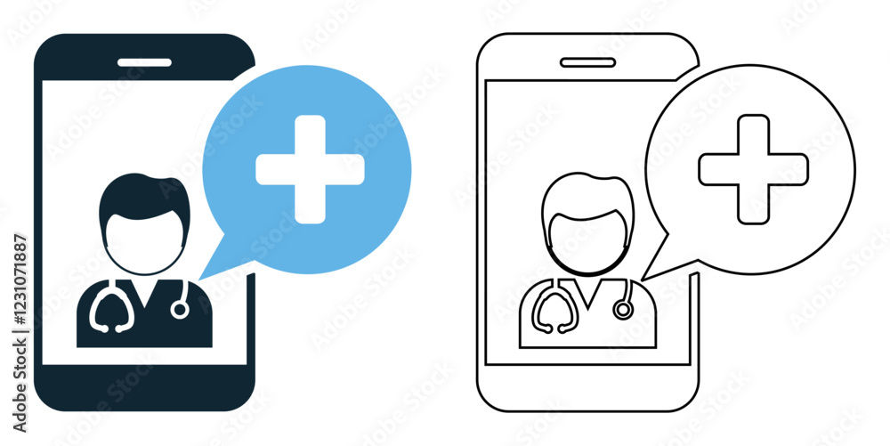 mobile healthcare icon vector, apps, virtual consultations, and remote ...