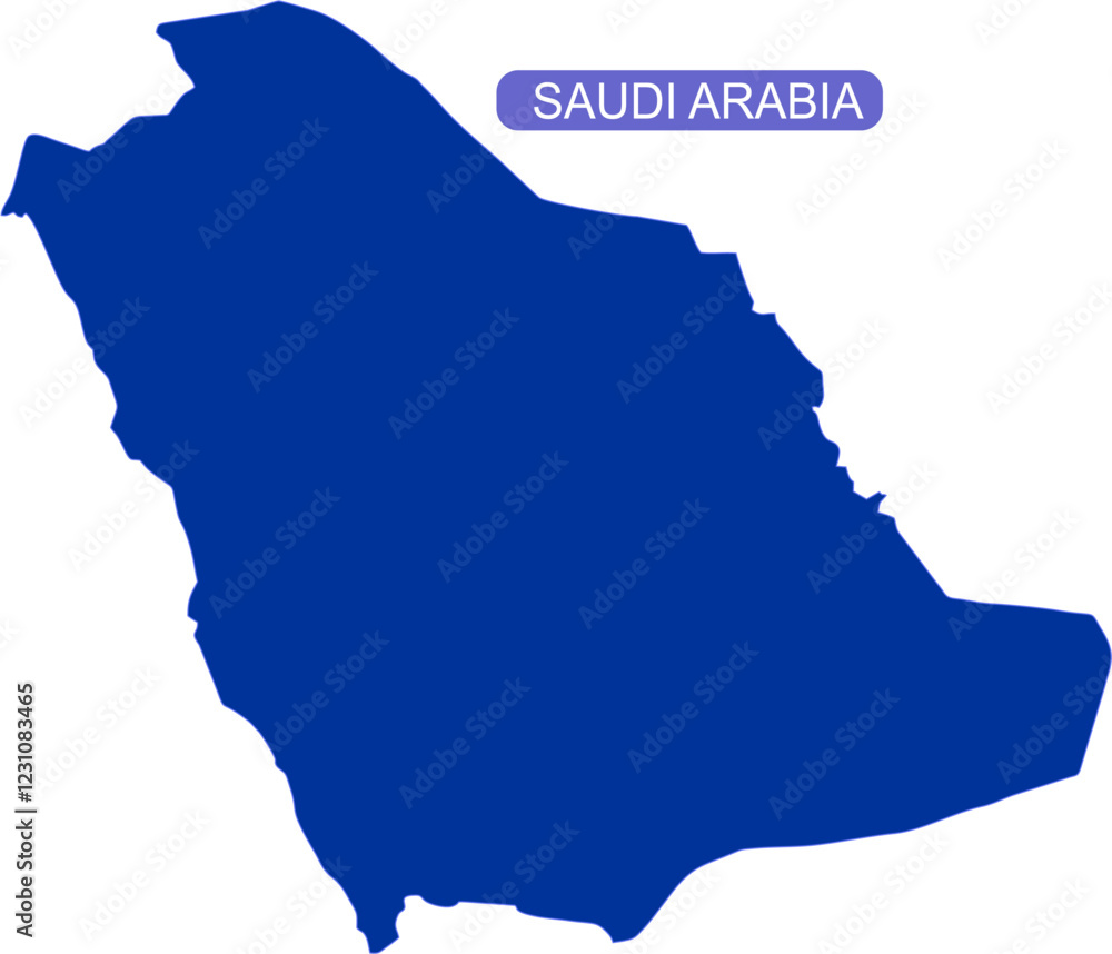 Map of Saudi Arabia in solid blue color with light blue stroke Stock ...