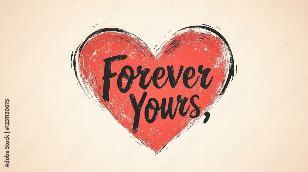 red heart logo with bold black letters reading "Forever Yours," encased ...