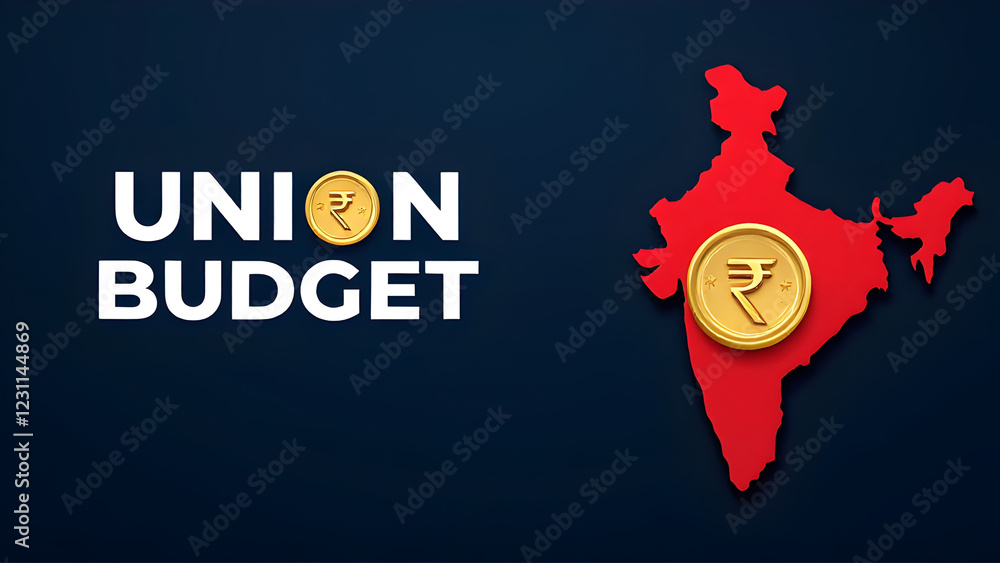 Indian union budget illustration with Indian map and rupees coin ...