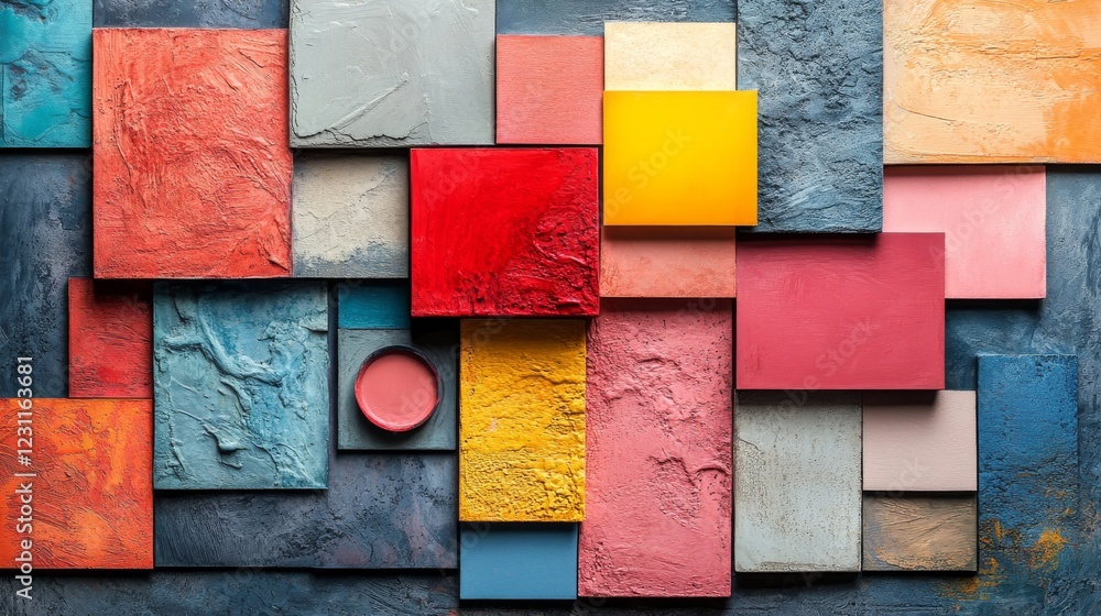 Colorful Geometric Shapes Created from Paint Swatches Stock ...
