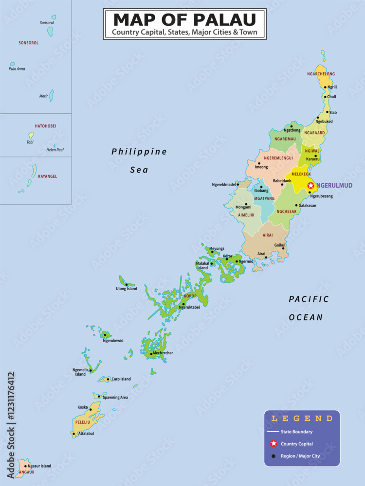 Australian Countries Geography Political map. Political map of country ...