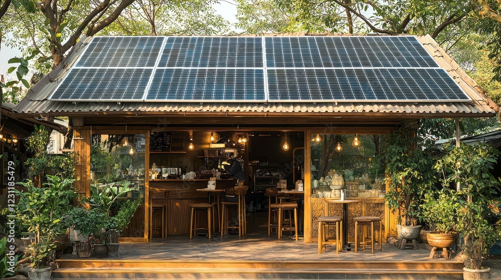 Eco-Friendly Cafe with Solar Panels: Sustainable Design and ...