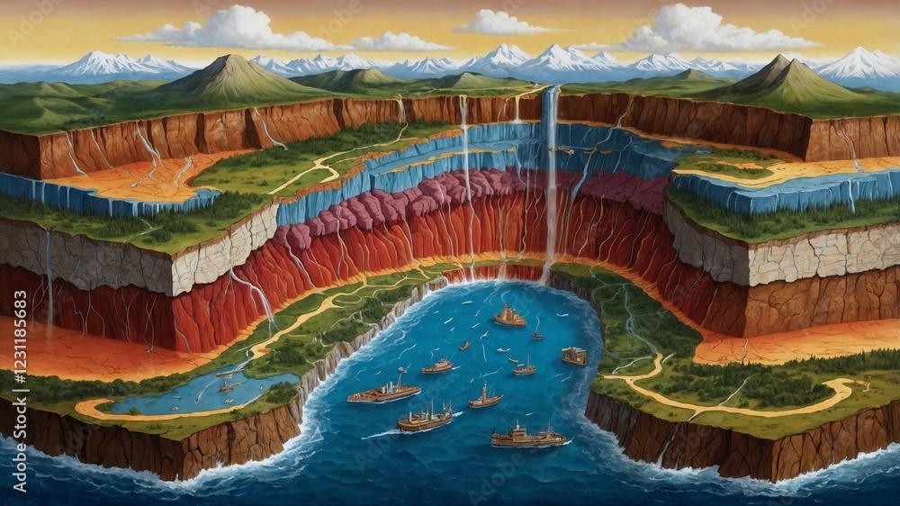Cutaway diagram of how plate tectonics works, fantasy science ...