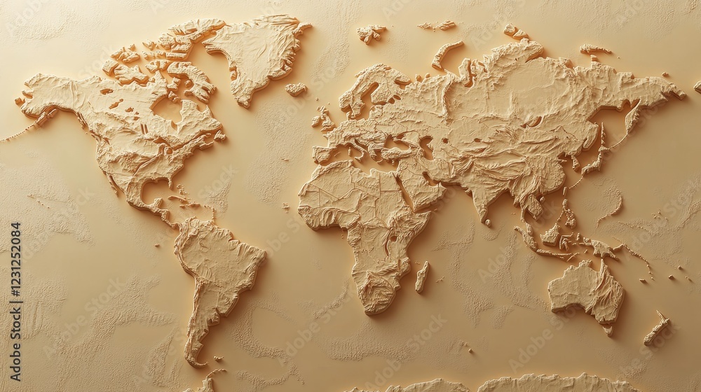 21.A detailed political world map, with bold country borders and labels ...