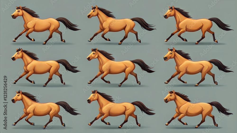 Ilustración de Stock Horse Run cycle, Animation, Sprites, Sprites ...
