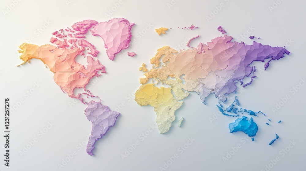 20.A high-resolution world map with vibrant colors and clear labeling ...
