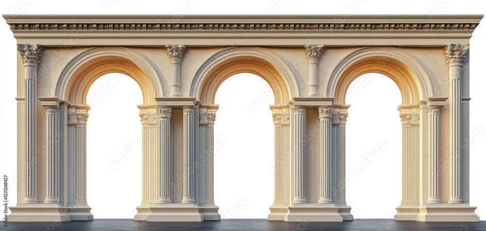 Neoclassical Architectural Facade with Grand Arches and Corinthian ...