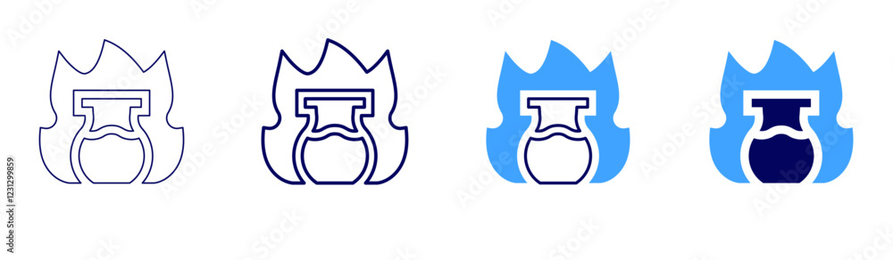 Glaze firing icon in 4 different styles. Thin Line, Line, Bold, and ...