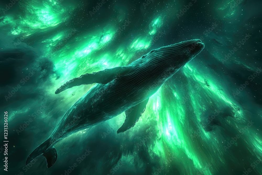 Whale skin patterns reflecting the Aurora Borealis, where the dark ...