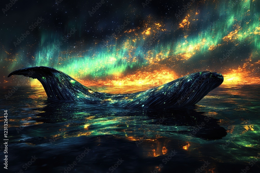 Whale skin patterns reflecting the Aurora Borealis, where the dark ...