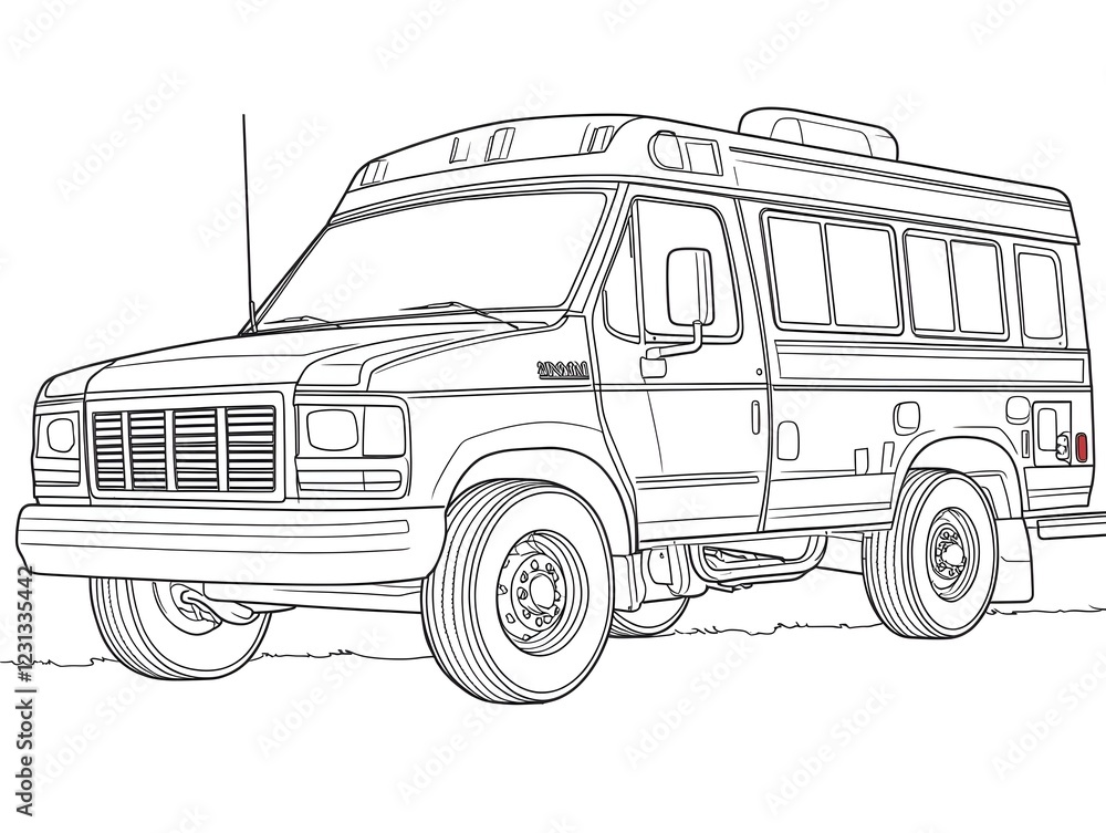Professional Vehicles as Blank Line Drawings for Kids Coloring Activity ...
