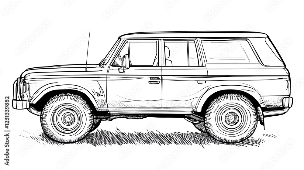 Blank Line Drawing of a Robust Professional Sport Utility Vehicle for ...