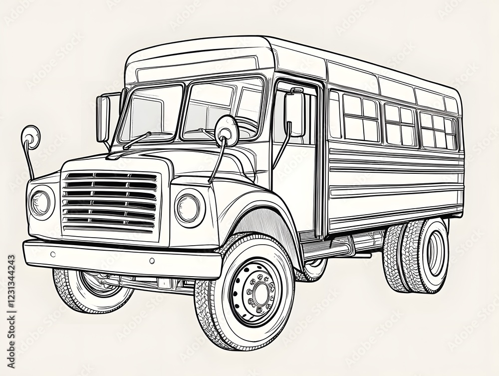 Professional Vehicle Line Drawing for Kids Coloring Activity Stock ...